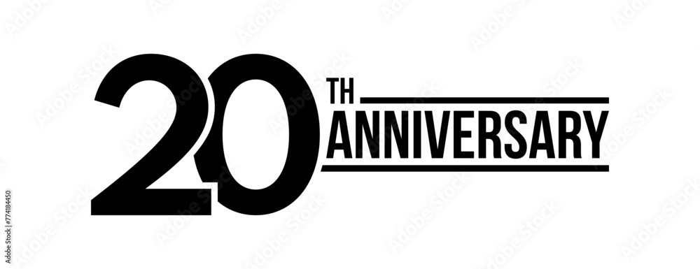 20th anniversary celebration label. Twenty years jubilee congratulation ...