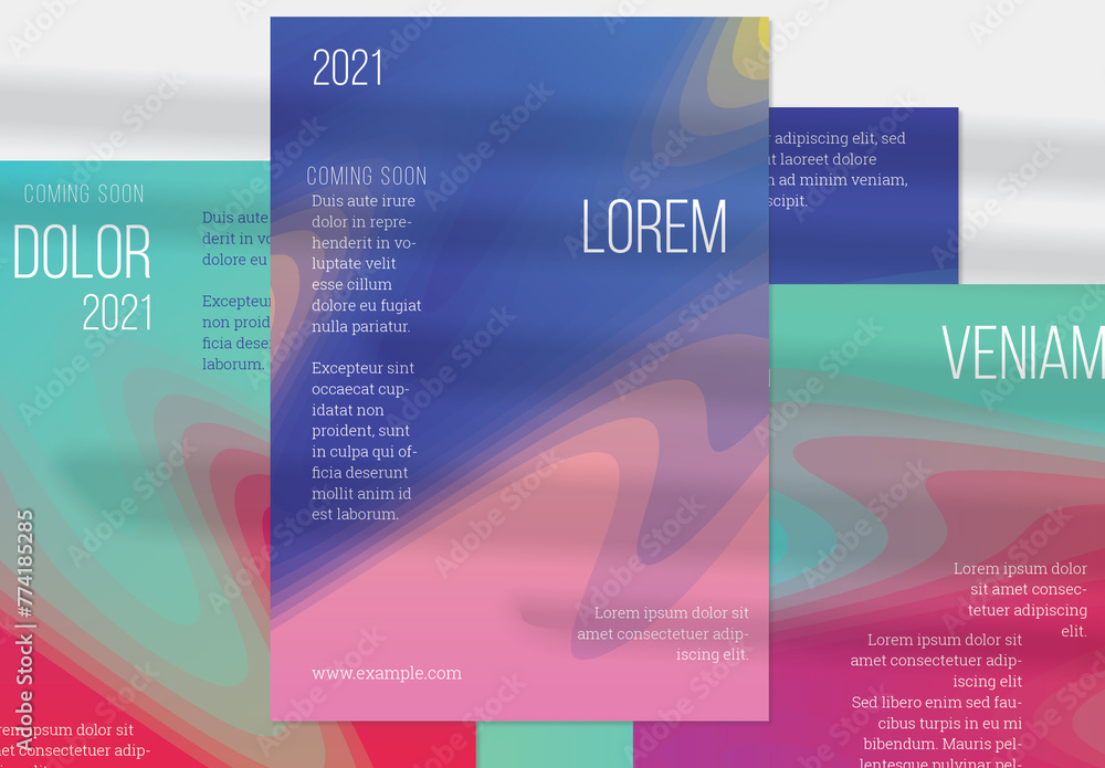Flyer Layout with Futuristic Wavy Gradient Blend Shapes Stock Template ...