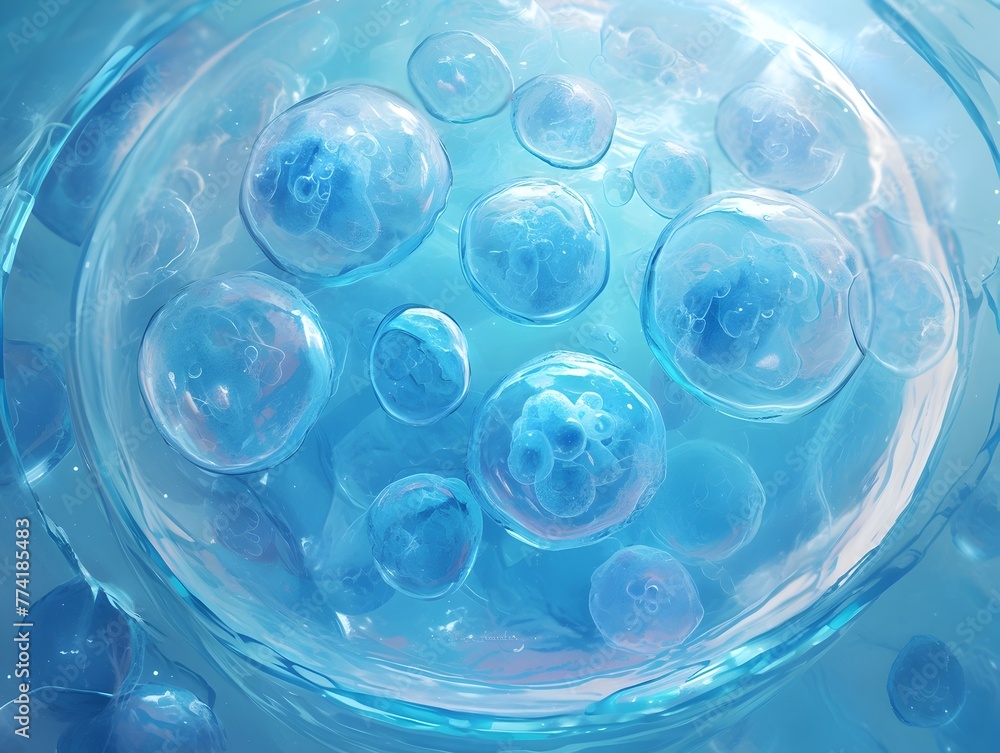 Harmonious Plasma Cells and B Cells in Serene Blue Tones Close ...