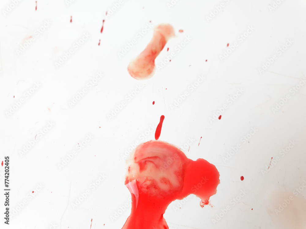 Blood. Spit with blood, pus. Bleeding, trauma. Stock Photo | Adobe Stock