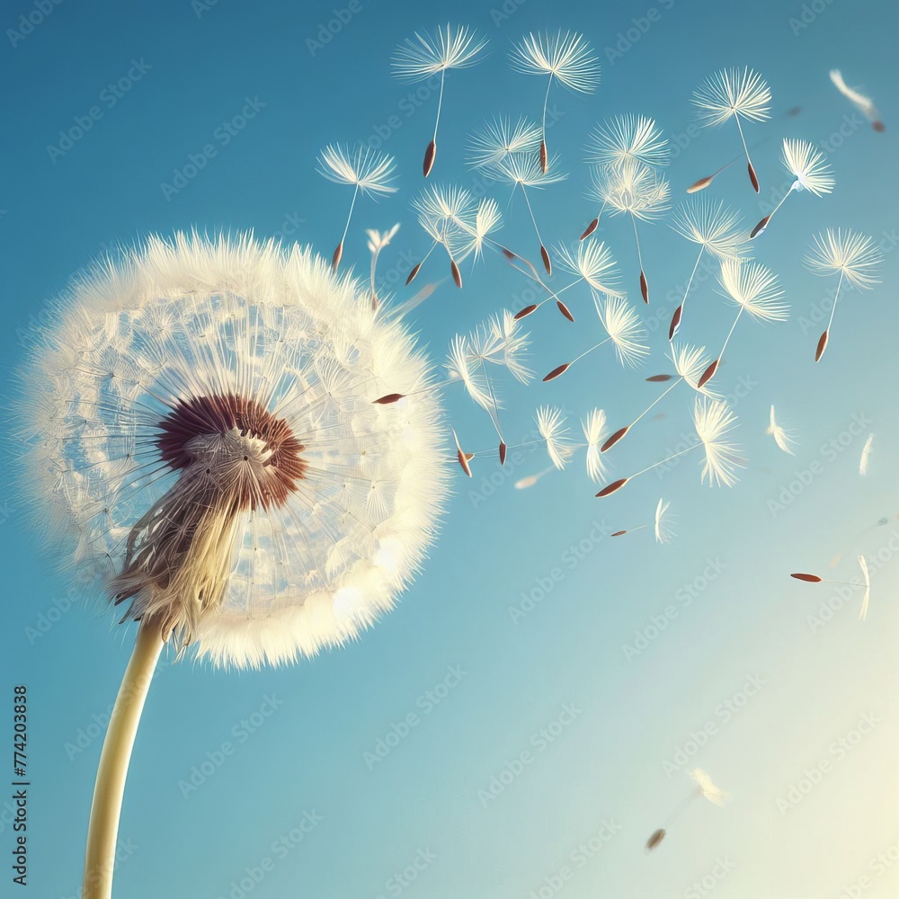 The dance of dandelion seeds in the air illustrates the subtle ...