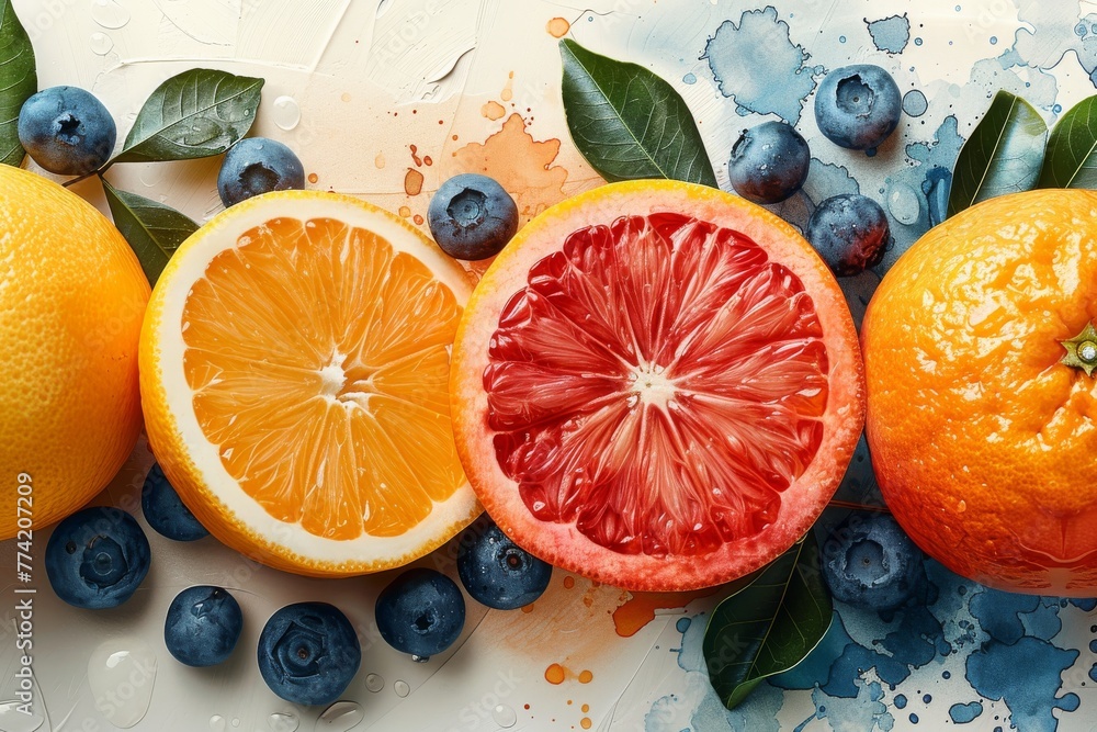The trendiest and most colourful summer fruit orange brushed strokes ...