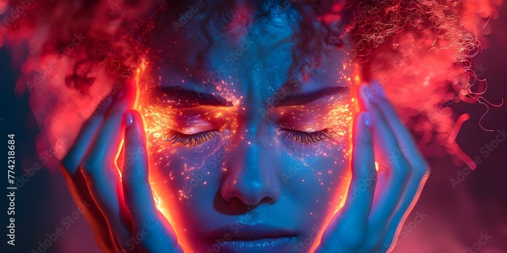 Managing Headaches: Lifestyle Adjustments and Stress Relief. Concept ...