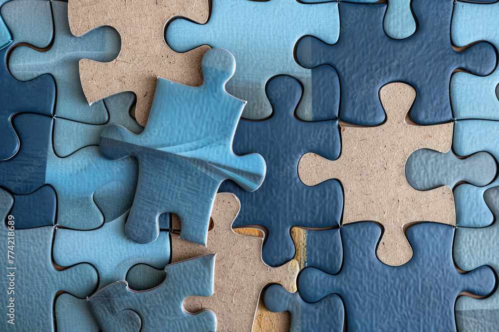 Plain Jigsaw puzzle with unfinished pieces background, pile of puzzle ...