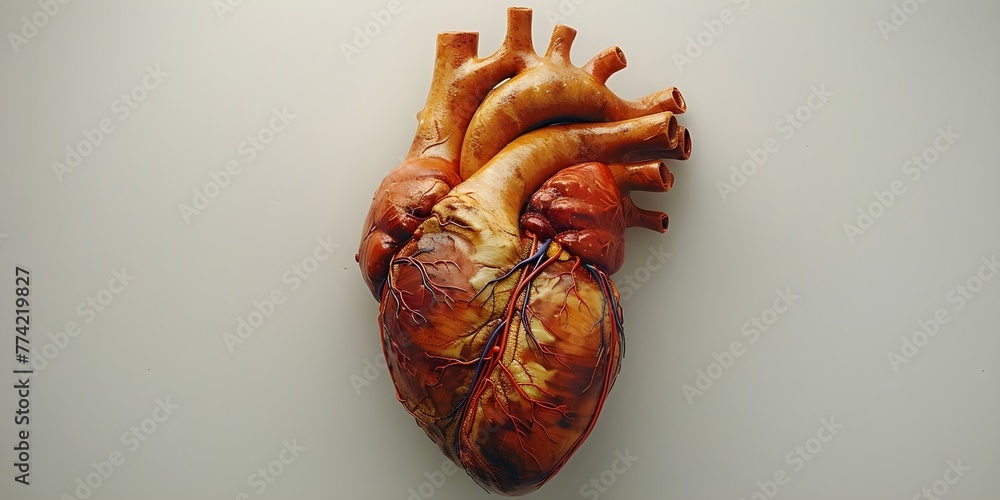 This image shows a detailed illustration of the human heart ...
