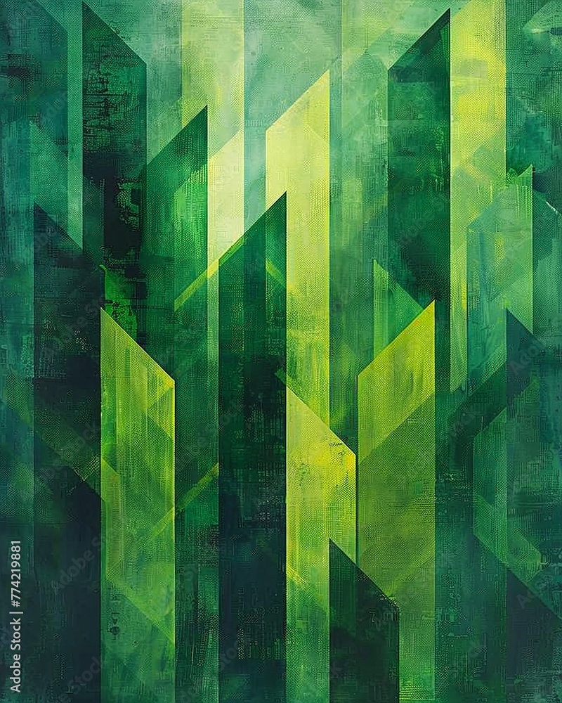 A vibrant green color palette with upward arrows intertwined to ...