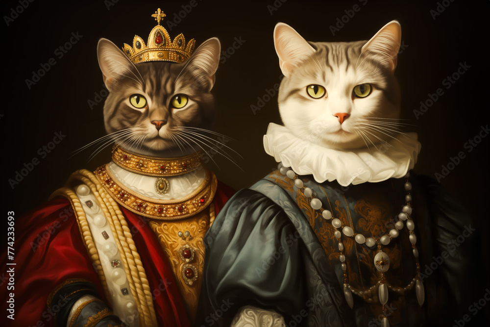 SOVEREIGN CATS, Prince, Princess, King, Queen, Animal, Couple, Portrait ...