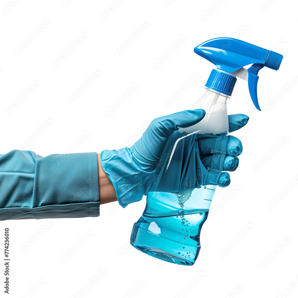 Sprinkler in hand isolated on white or transparent background. Hand in ...