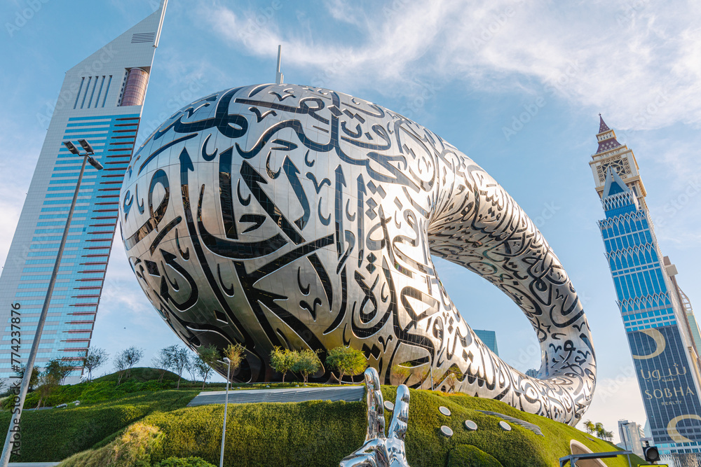 Three finger salute hand sign and Museum of the Future in Dubai - Dubai ...