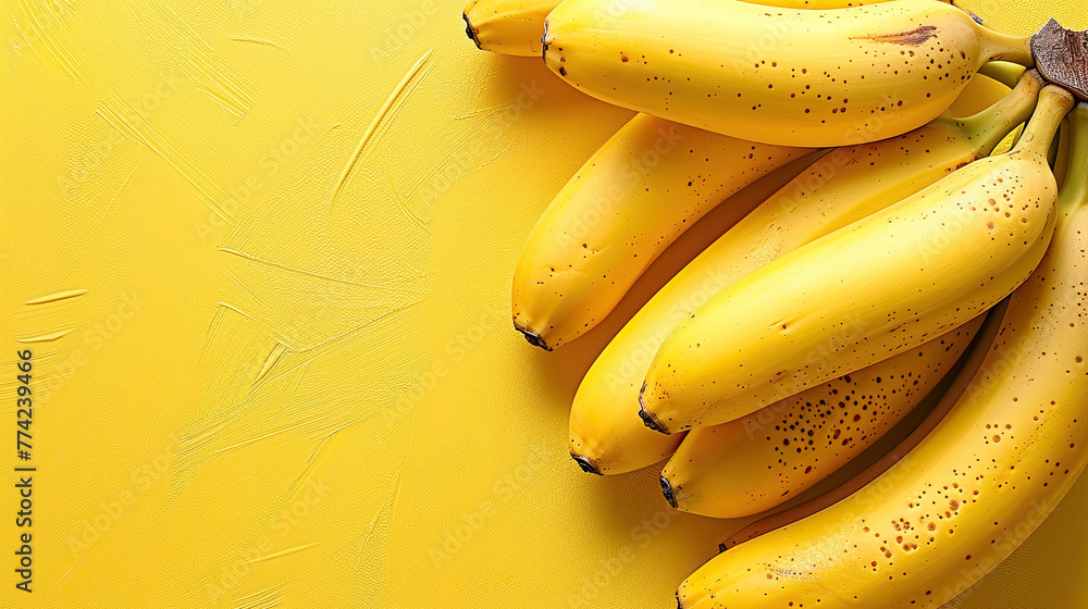 National Banana Day, bananas on one corner of bright yellow background ...