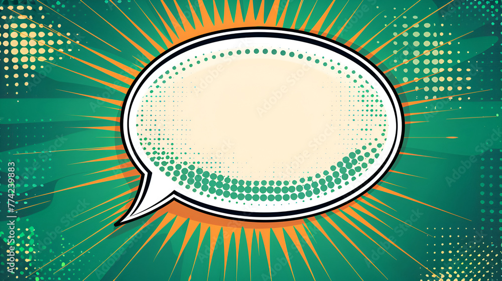 Speech bubble in green halftone background ,Promotion banner template ...