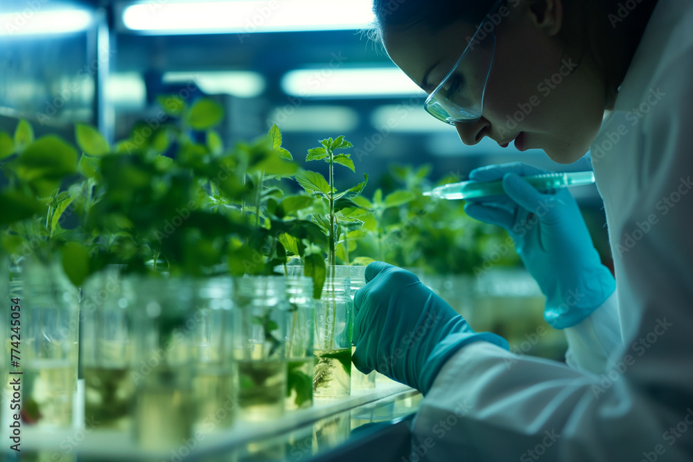 In a sophisticated laboratory setting, experts conduct detailed ...