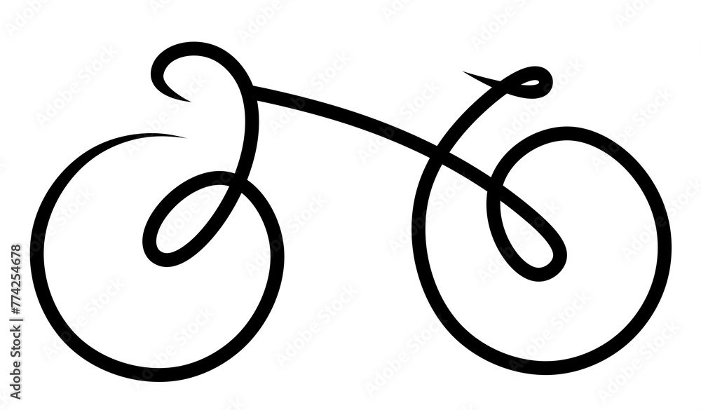 Minimalistic bicycle logo clipart. The bicycle is drawn with strokes ...