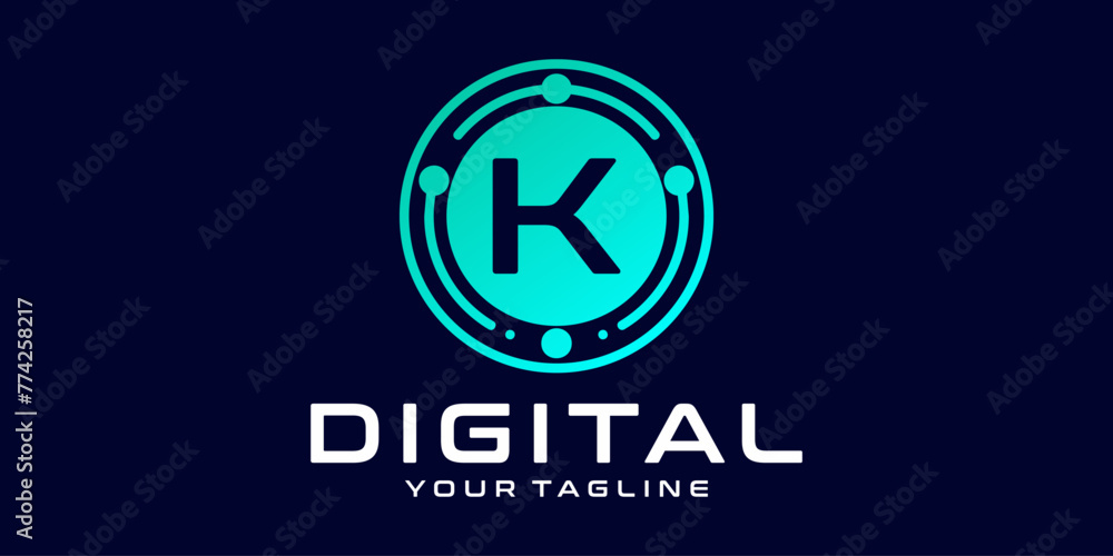letter K technology logo. Digital font vector design for industry with ...