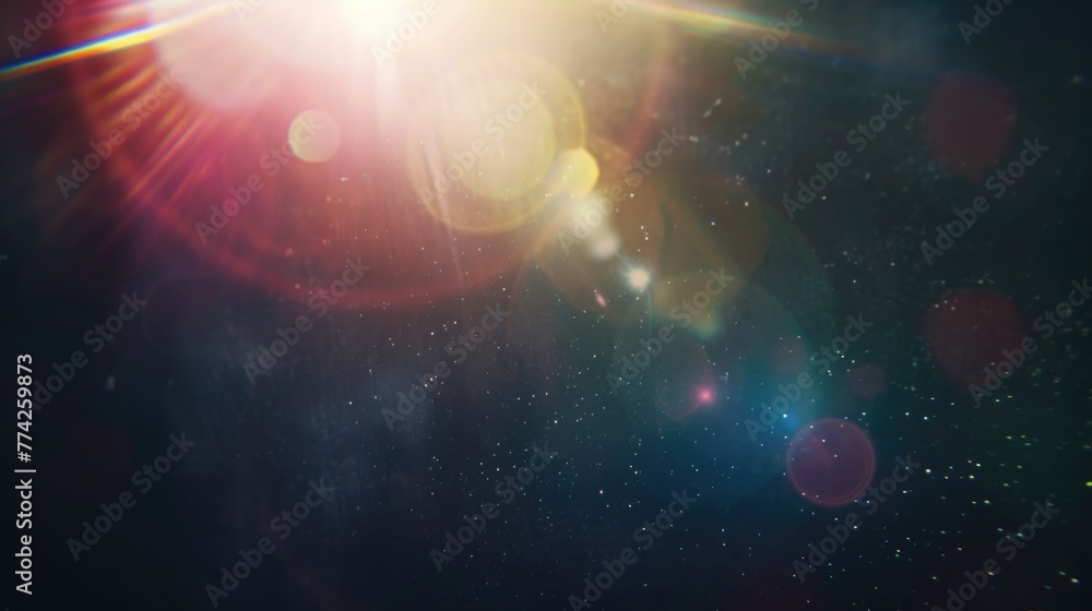 Lens flare and light leak haze texture on a black background Stock ...