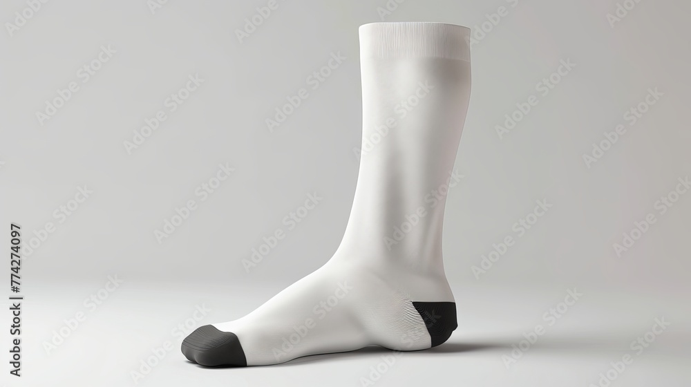 Blank white cotton long sock for branding, advertising, design, front ...