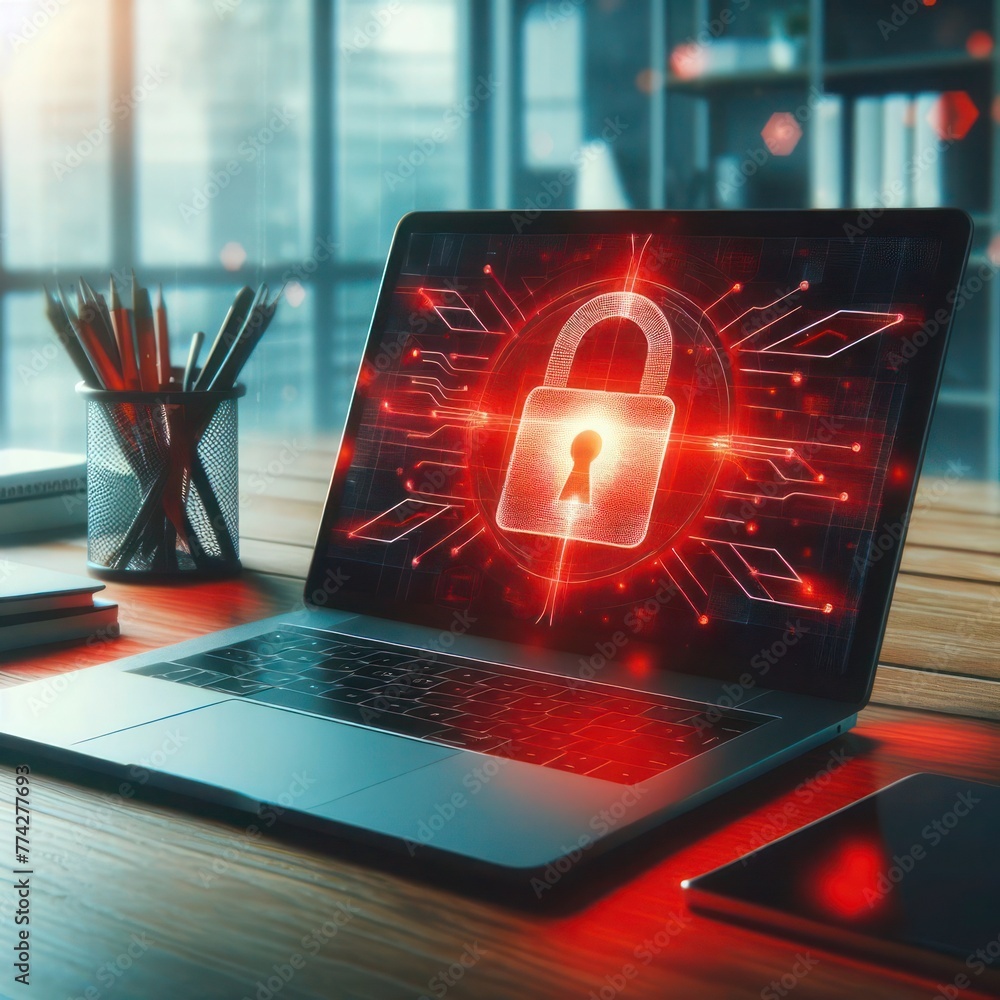 importance of cyber security - danger of cyber-attacks, laptop on desk ...