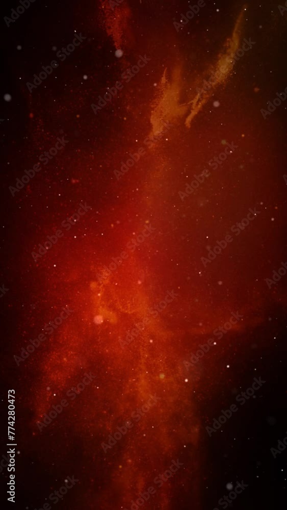 Vertical Red Particle Flight Atmosphere 4K Loop features a camera view ...