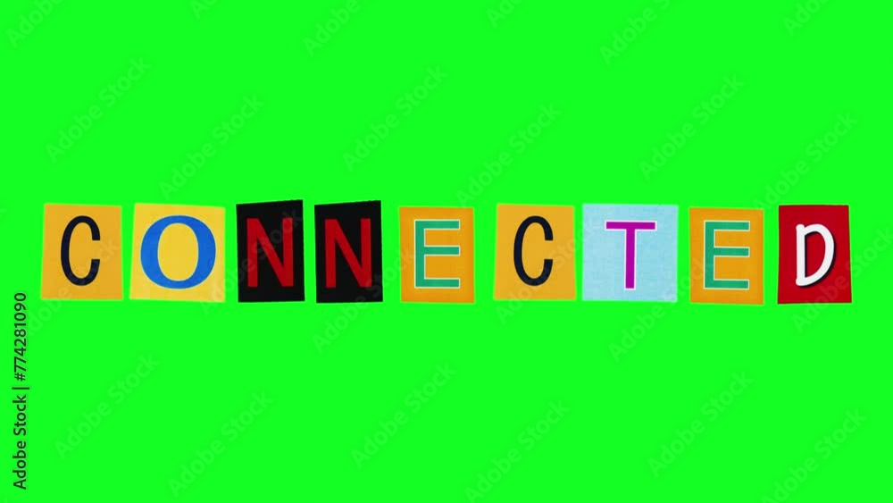 Template of banner with the word connected made of crumpling and ...