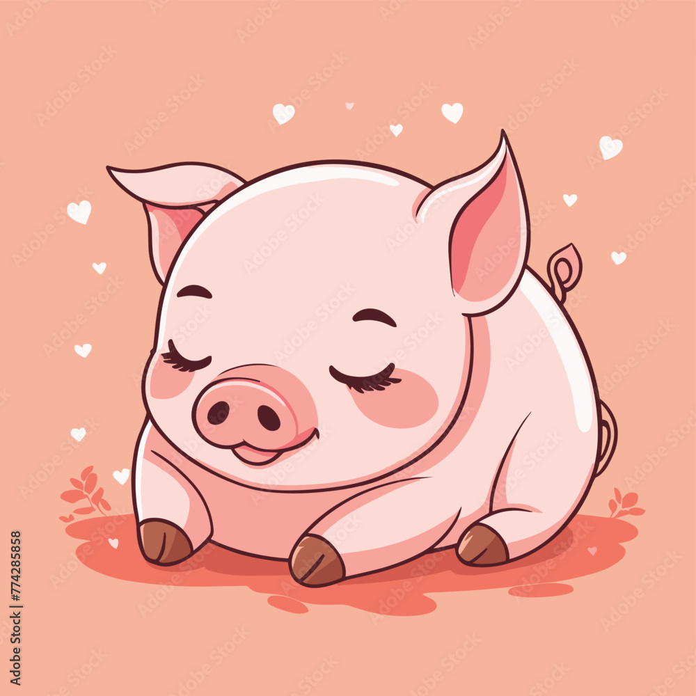 Cute pig sleeping in peace cartoon illustration vector design for ...