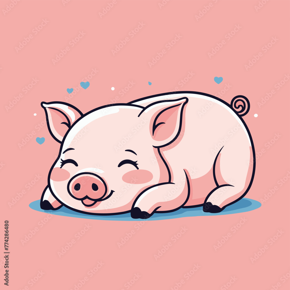 Cute pig sleeping in peace cartoon illustration vector design for ...