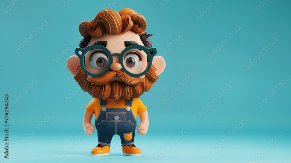 Männchen Figur mit Brille und Bart in Hosenträger als Cartoons mit ...