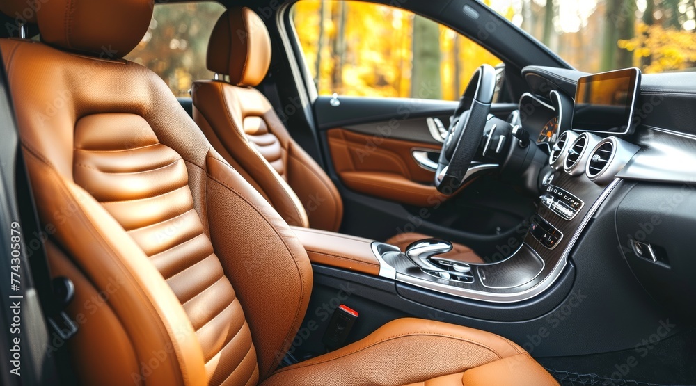 Modern sports car interior featuring leather seating and advanced ...