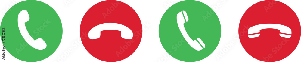 Phone call icon answer, accept and decline call icons with green and ...