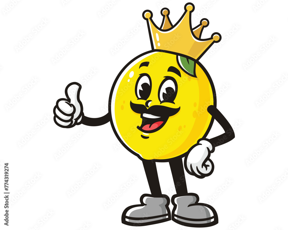 Lemon King cartoon mascot illustration character vector clip art hand ...