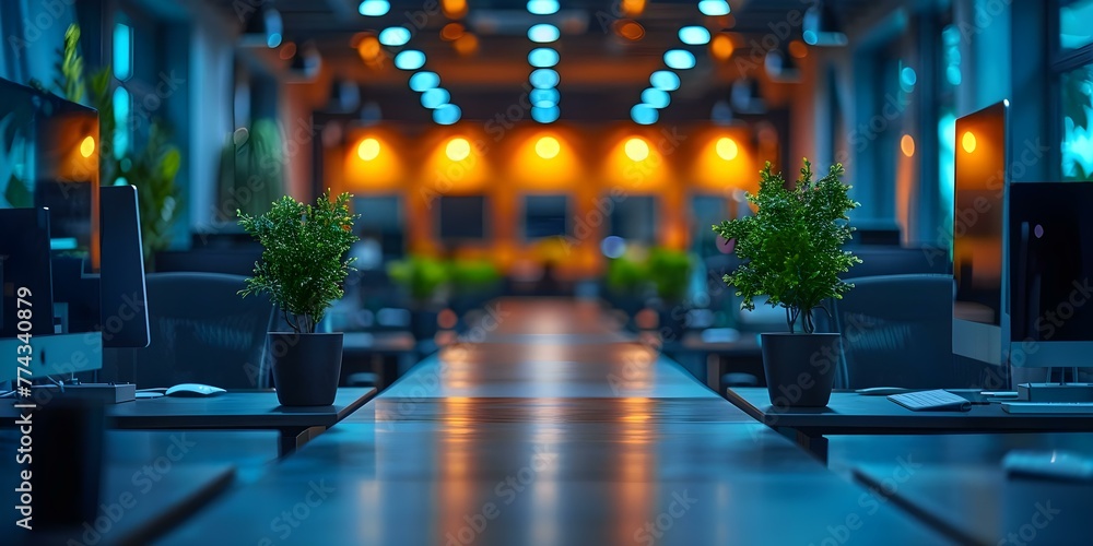 Optimizing Office Efficiency: Rows of Cubicles and Computers Reflecting ...