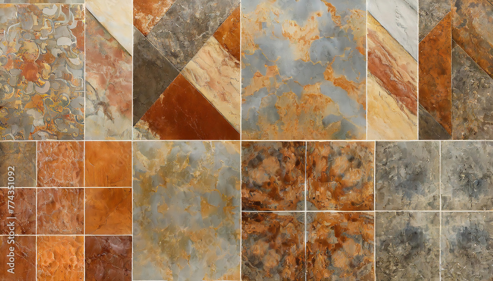 Collage of ceramic tiles textures in different shades and colors ...