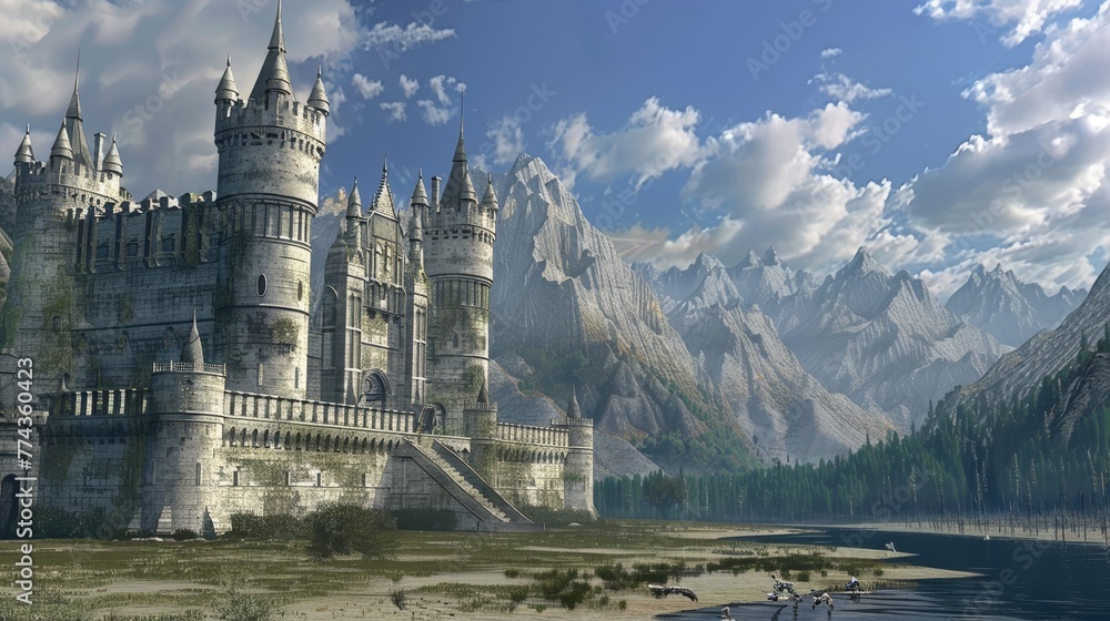 Fantasy Castle A majestic D castle complete with towering spires ...