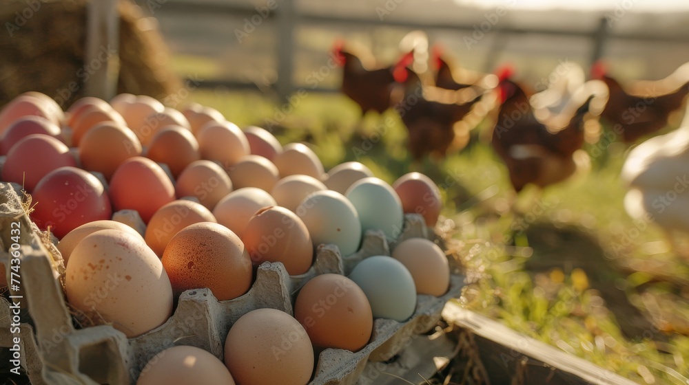 Farm Fresh Eggs Cinematic shots of freerange hens foraging on the farm ...