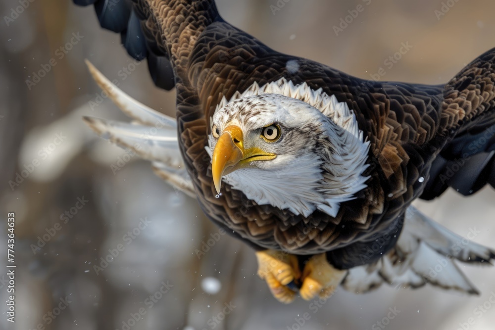 Bald Eagle in Action: A Majestic Bird of Prey Hunting Over Iowa River, Downtown Iowa City - A ...
