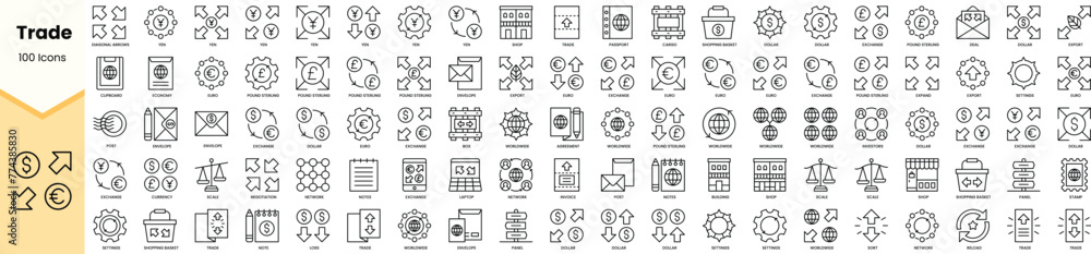 Set of trade icons. Simple line art style icons pack. Vector ...