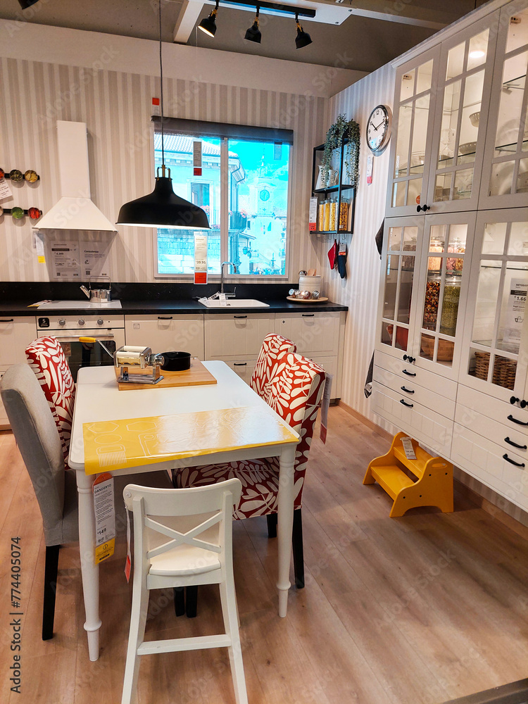 Italy – April 2, 2024: Interior view of IKEA Store. Ikea is the world's largest furniture ...