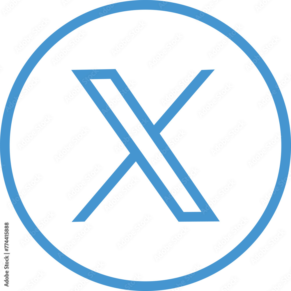 New Twitter x.com icon blue in line. Popular social media button icon ...