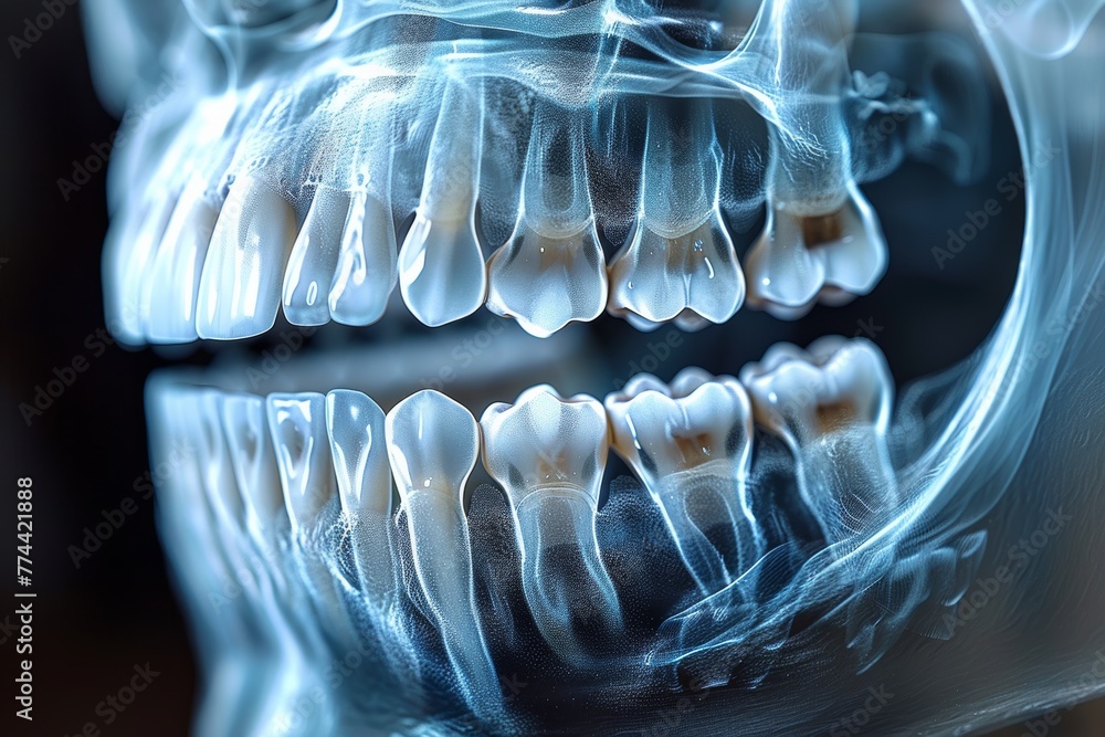In-depth 3D maxillofacial x-ray showcases human mandible and maxilla ...