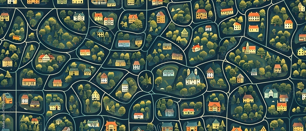 Detailed city map creator with seamless pattern for houses ...