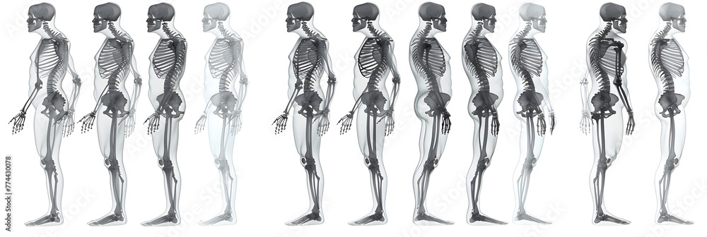 Ilustração do Stock: Evolution of the human body x-ray anatomy on white ...