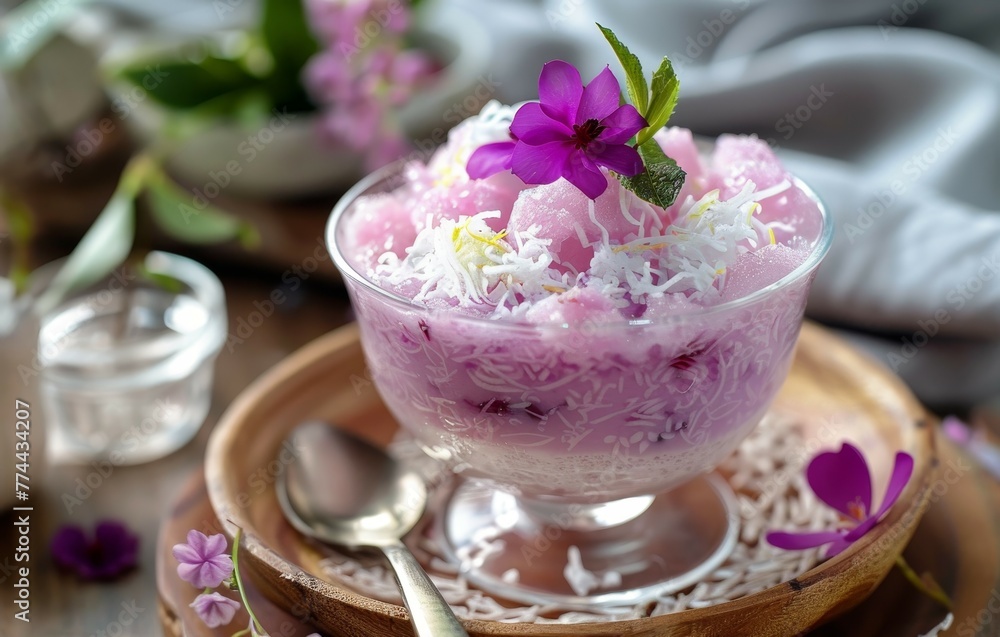 Thailand s traditional dessert Tub Tim Krob is a crispy ruby in coconut ...