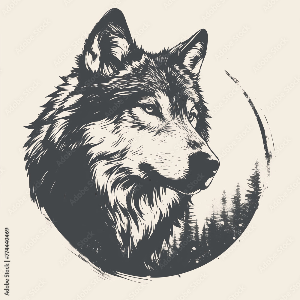 Wolf badge for t-shirt design. Animal wolf concept poster. Creative ...