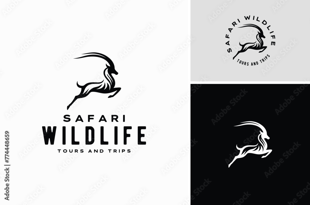 Running Jumping Leaping Ibex Antelope silhouette for adventure outdoor ...
