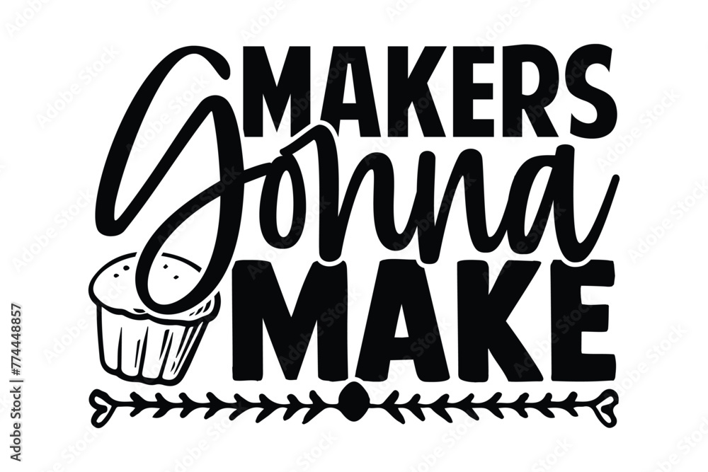 Baker t shirt design, Hand drawn lettering phrase isolated on white ...