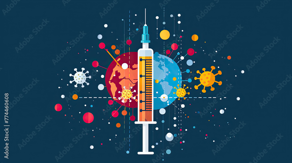 world Immunization Week, April 24-30 , vaccine syringe on colorful ...