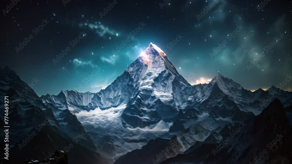 A stunning photograph capturing the beauty of a snowy mountain against ...