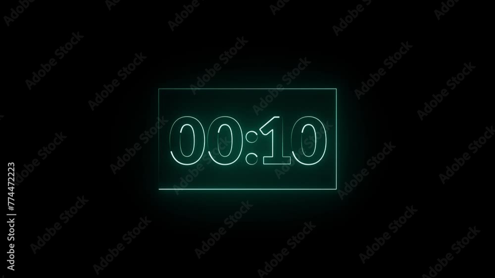15 Seconds Countdown Animation on black background. Neon glowing ... 15 Seconds Countdown Animation on black background. Neon glowing ...