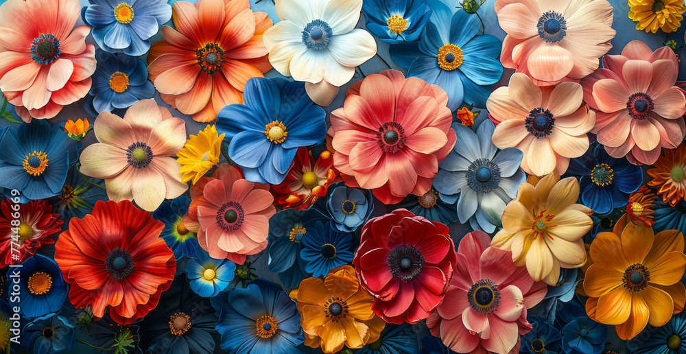 Colorful wallpaper Pattern of flowers colr pencill art on a white ...