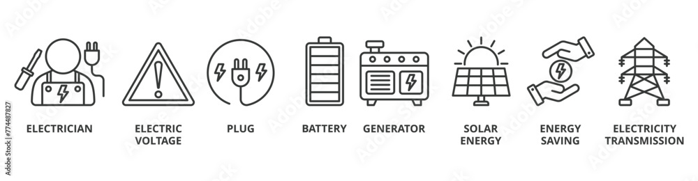 Electricity banner web icon vector illustration concept with icon of ...