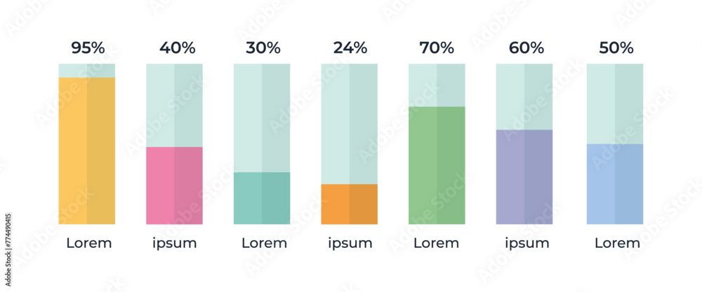 Set of column with different color. Chart, column graph, infographic ...